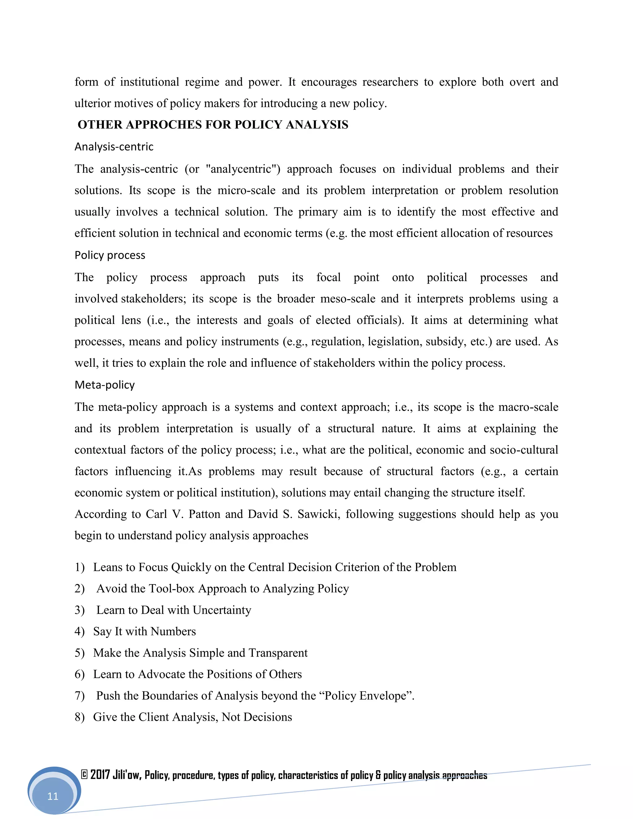 Policy, procedure, types of policy, characteristics of policy & policy ...