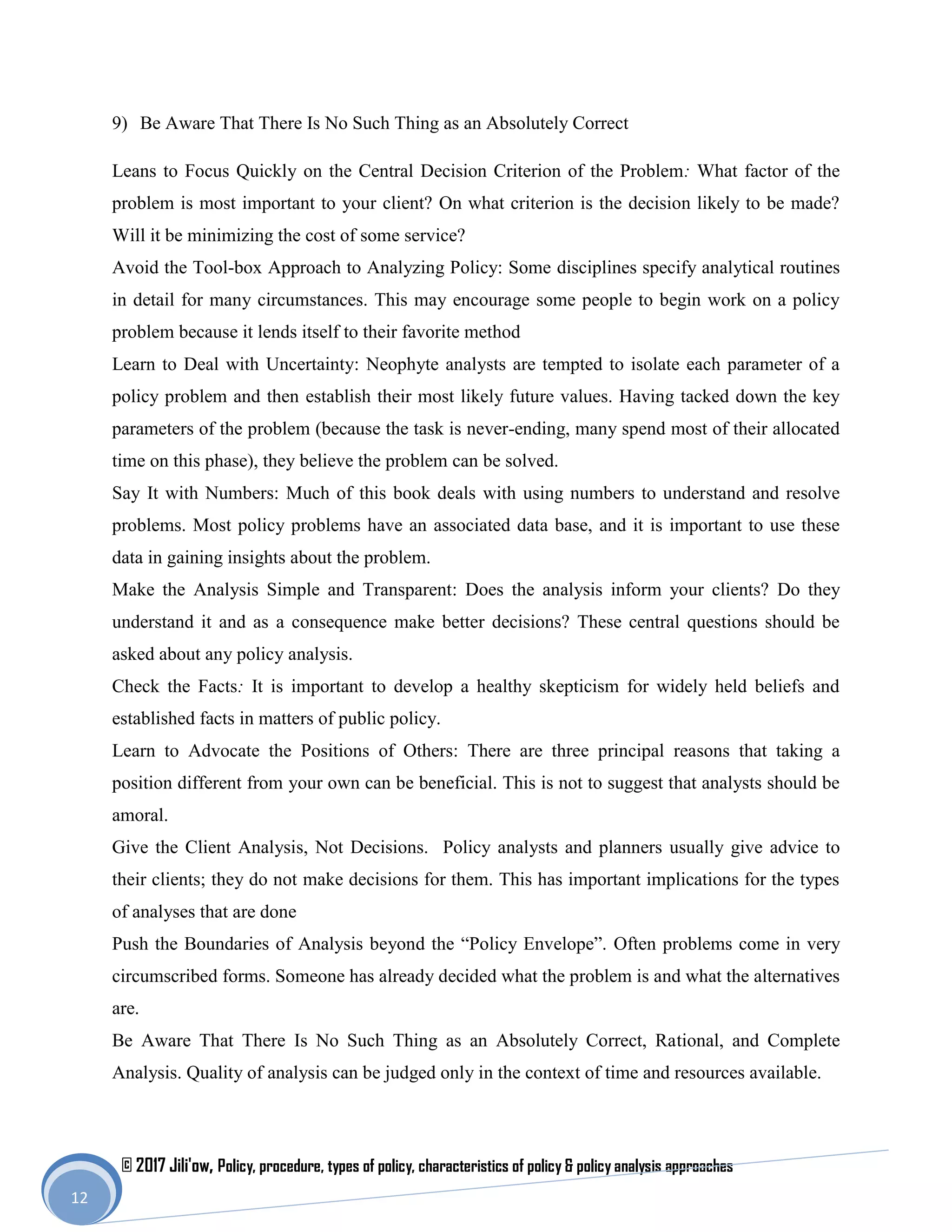 Policy, procedure, types of policy, characteristics of policy & policy ...