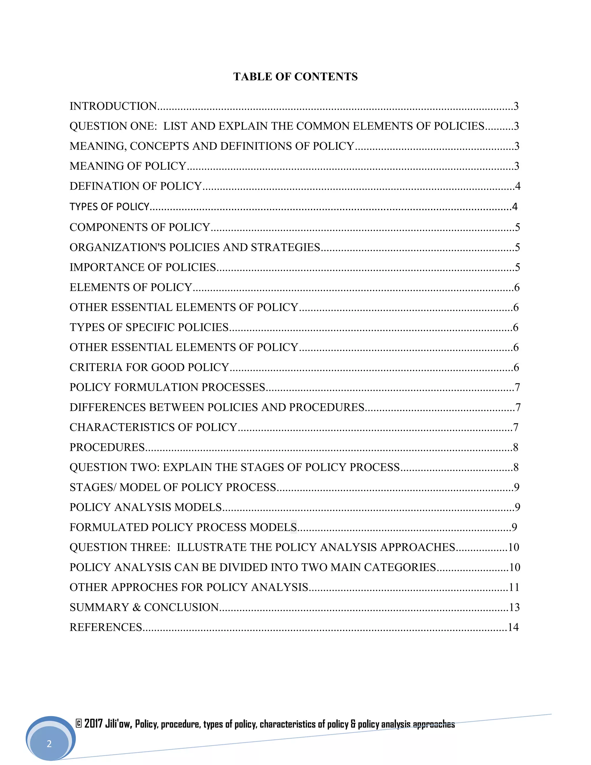 Policy, procedure, types of policy, characteristics of policy & policy ...