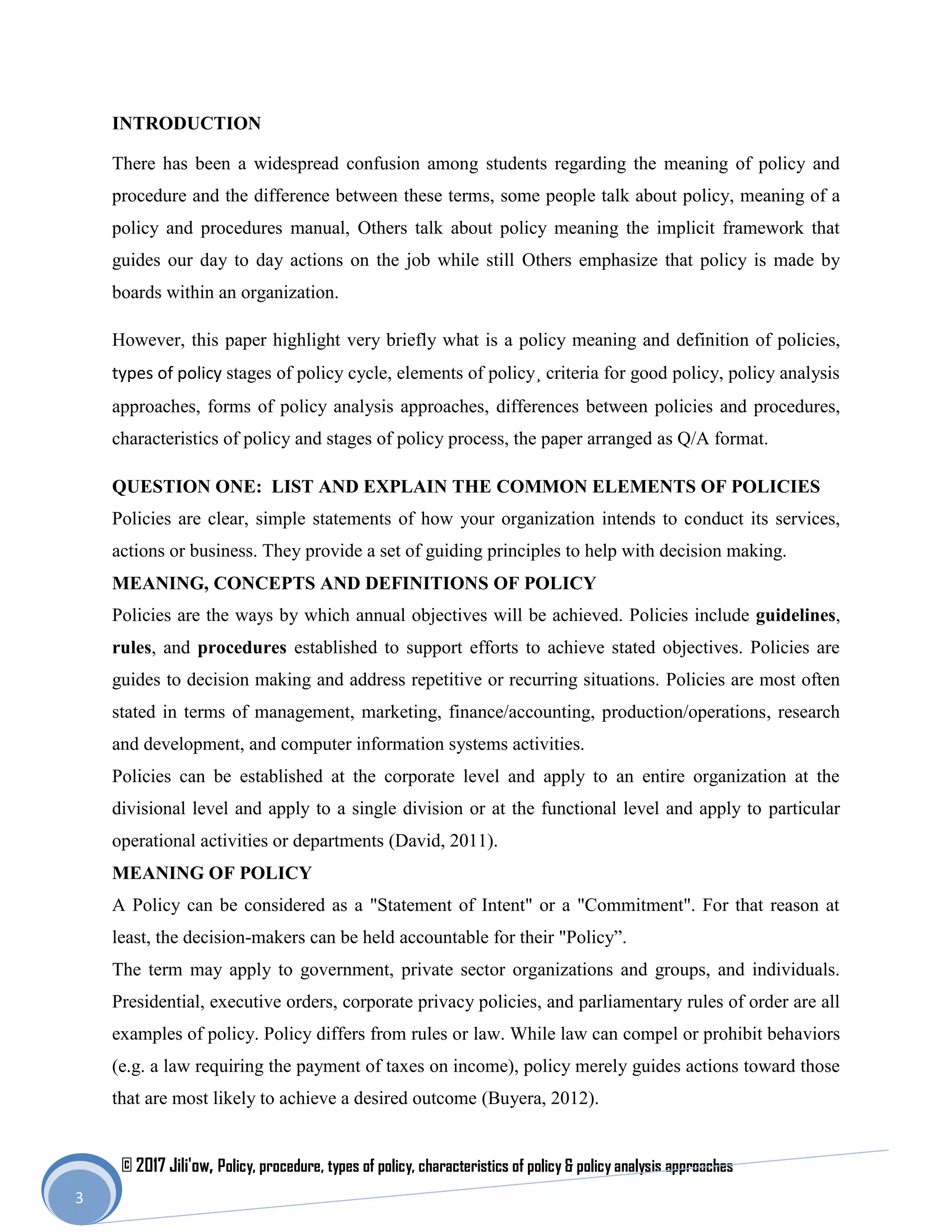 Policy, procedure, types of policy, characteristics of policy & policy ...