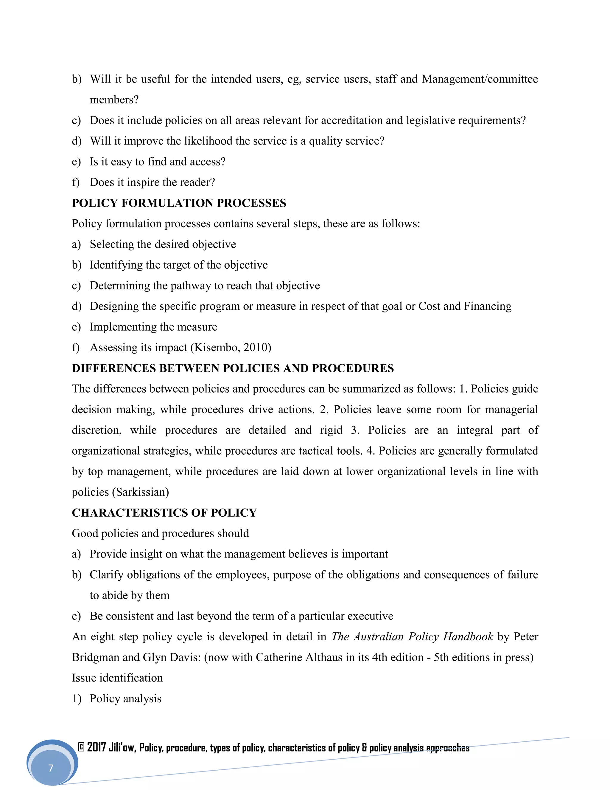 Policy, procedure, types of policy, characteristics of policy & policy ...