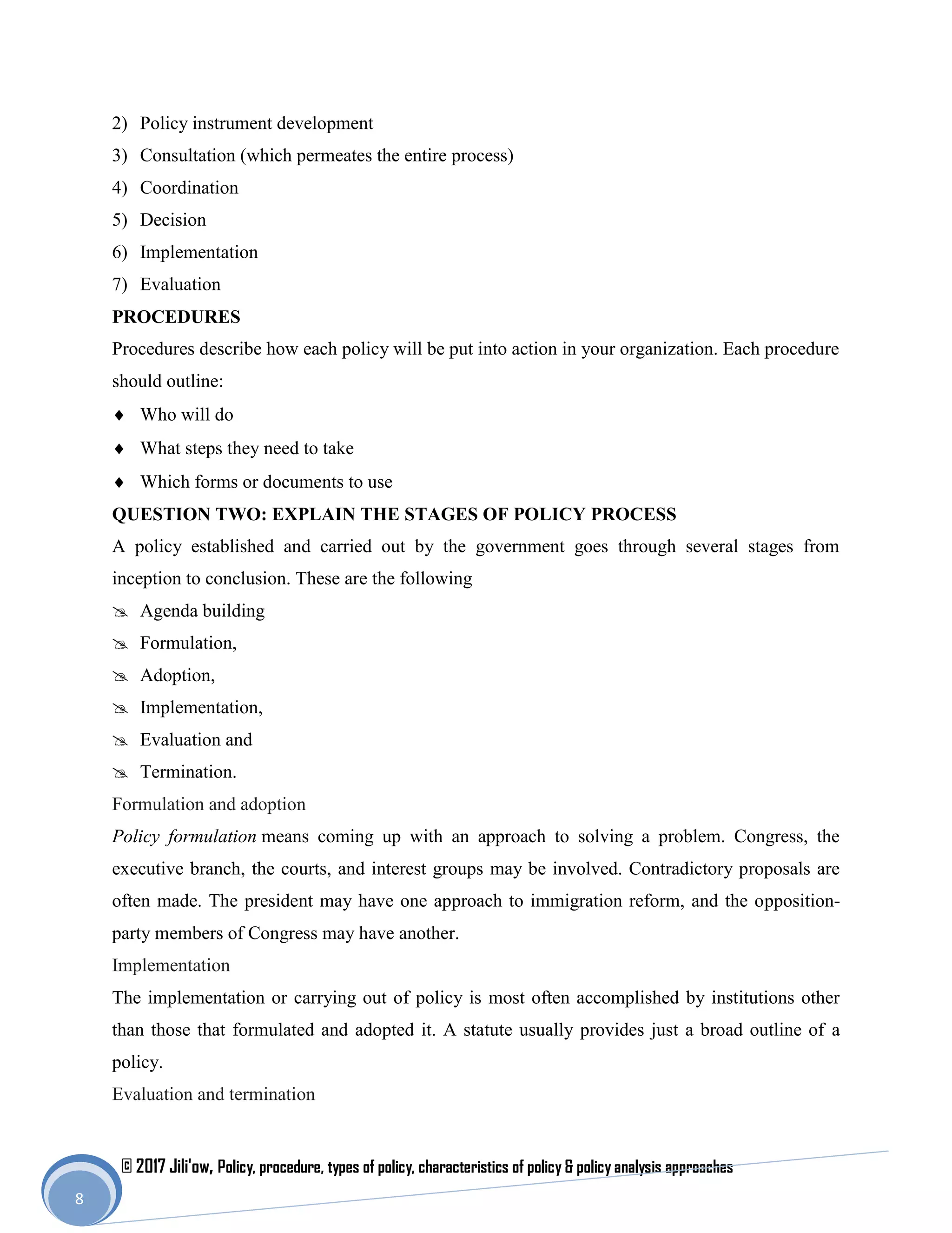 Policy, procedure, types of policy, characteristics of policy & policy ...