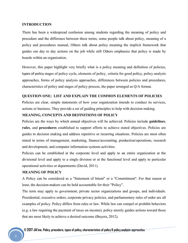 Policy, procedure, types of policy, characteristics of policy & policy ...