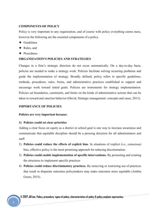 Policy, procedure, types of policy, characteristics of policy & policy ...