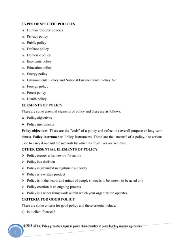 Policy, procedure, types of policy, characteristics of policy & policy ...