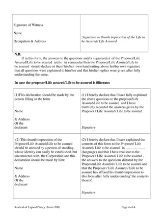 Policy revival form 700 | PDF