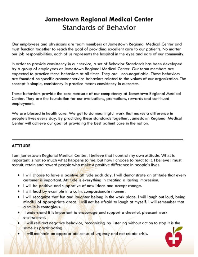 Policy standardsofbehavior | PDF