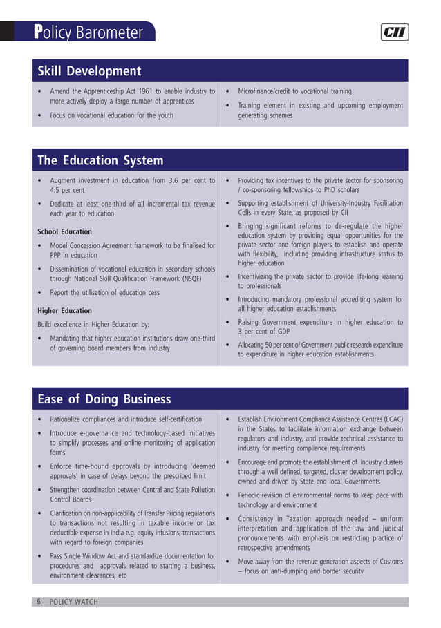 CII Policy Watch, June 2014 : Accelerating Growth, Creating Employment | PDF