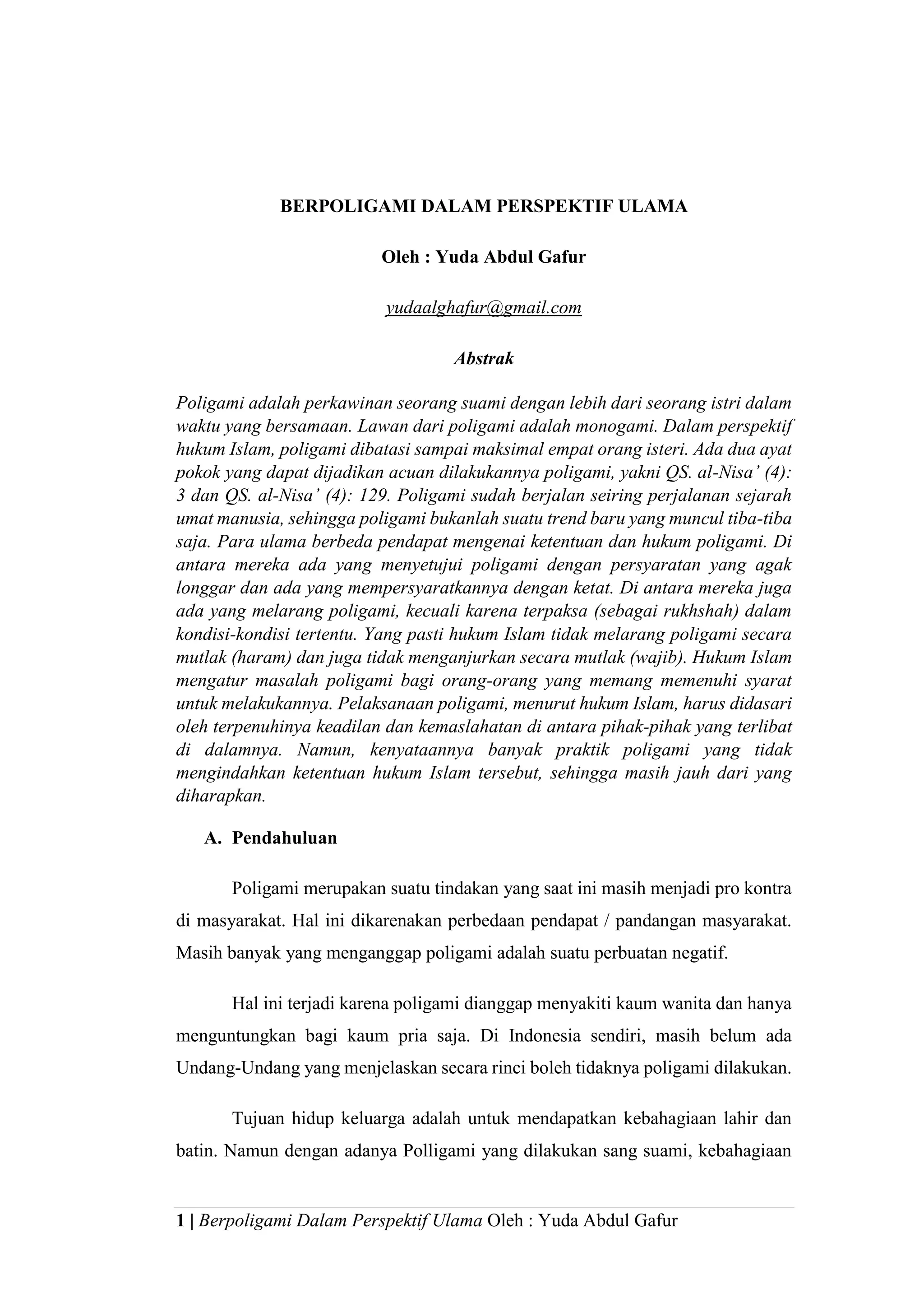 Poligami dalam perspektif ulama | PDF