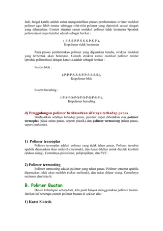 Polimer kegunaannya | PDF