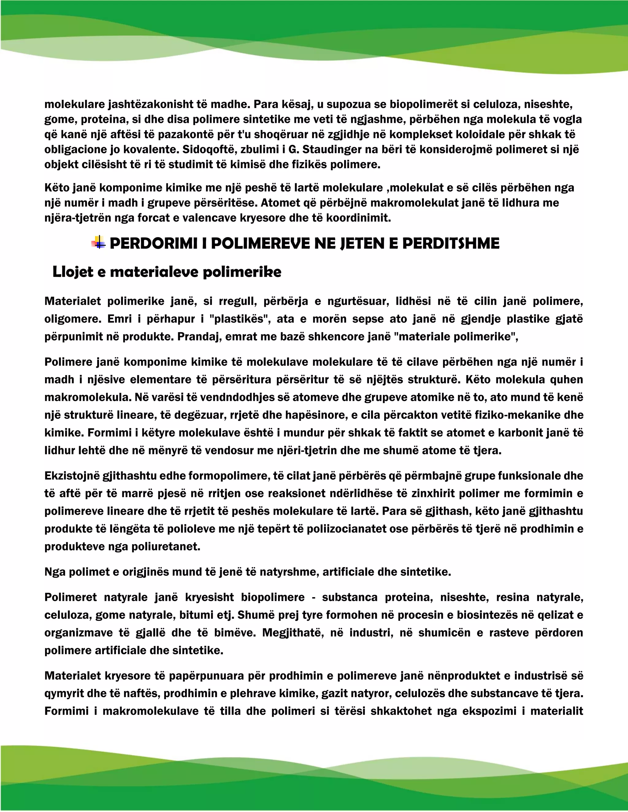 POLIMERET NE JETEN E PERDITSHME | PDF