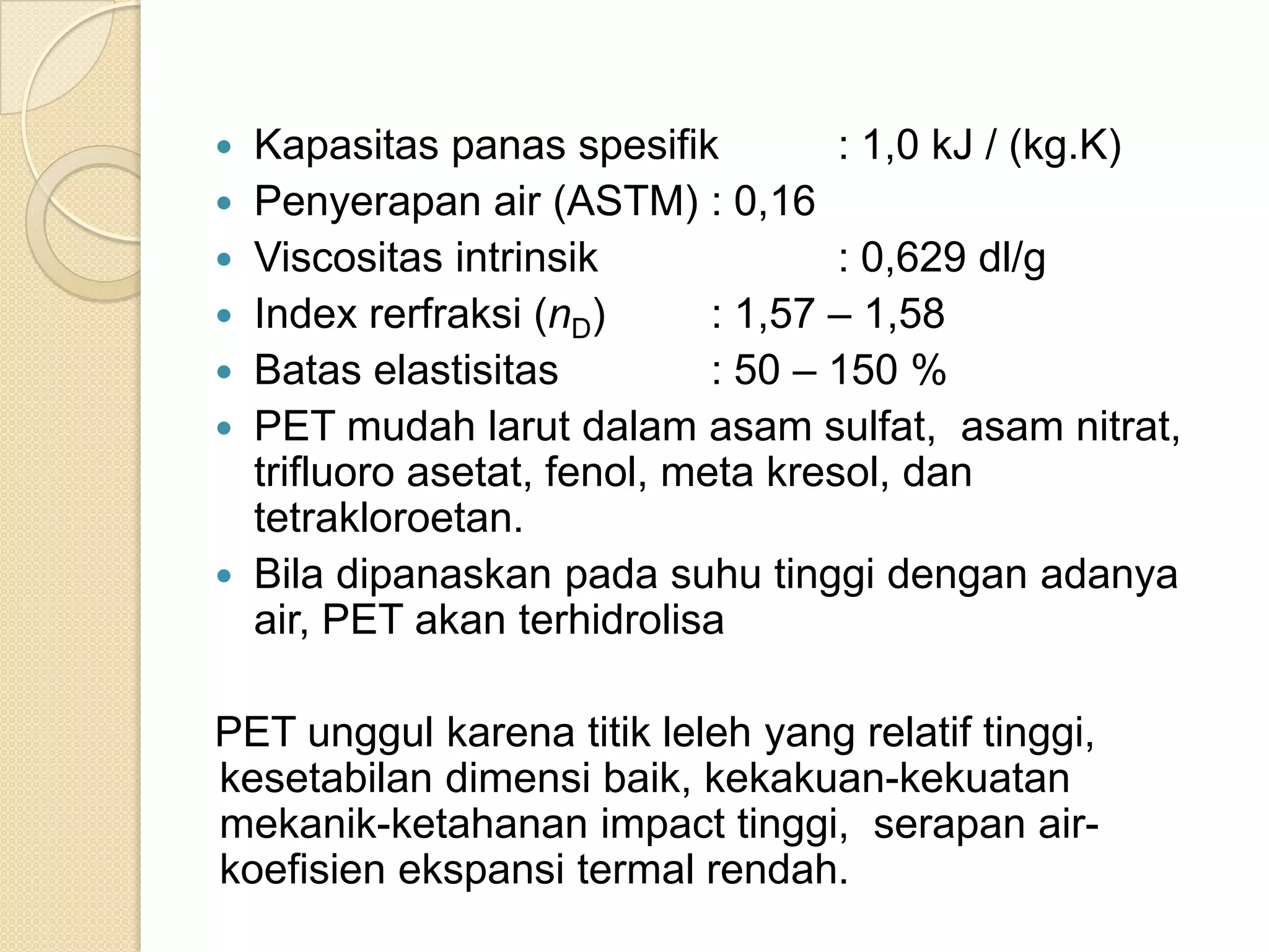 Polimer PET Polyethylene Terephthalate | PPTX