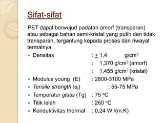 Polimer PET Polyethylene Terephthalate | PPTX