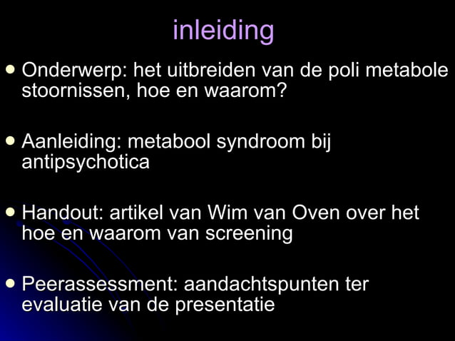 Poli (Metabole) Stoornissen In De Psychiatrie | PPT