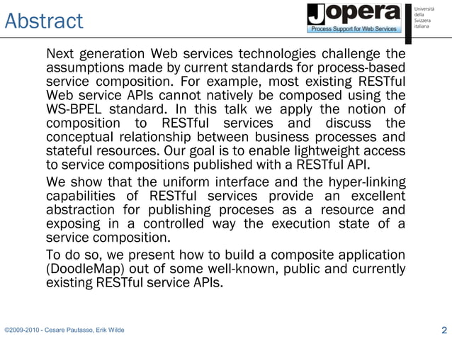 RESTful Service Composition with JOpera | PDF | Web Development | Internet