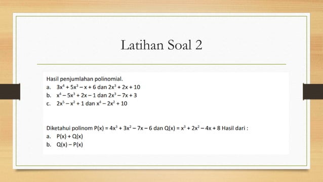 Polinomial materi matematika sma kelas 11 | PPTX