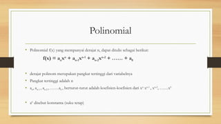 Polinomial materi matematika sma kelas 11 | PPTX