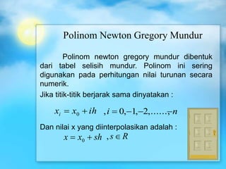 Polinom newton gregory | PPTX
