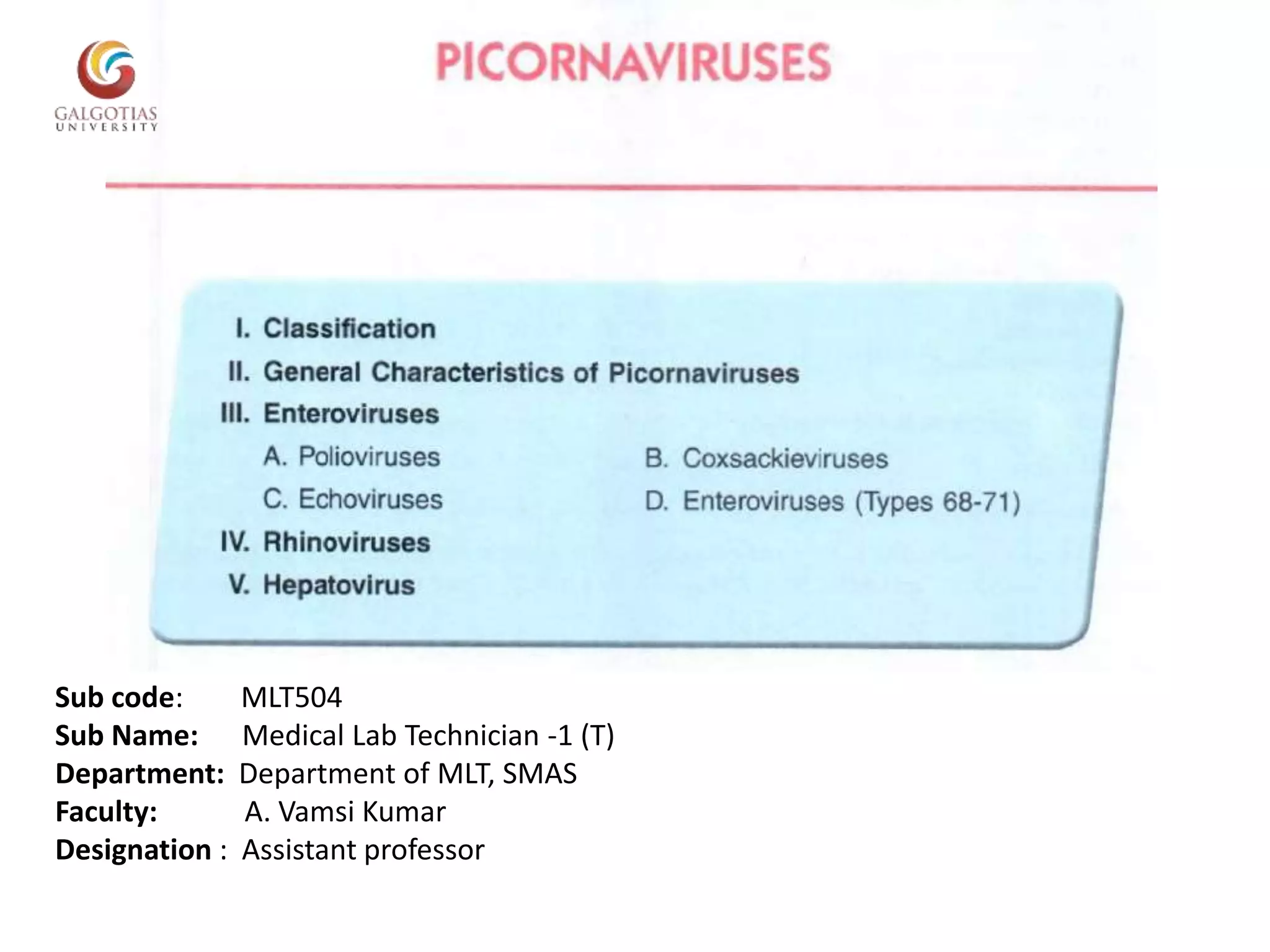 Polio virus notes for MLT students | PPTX