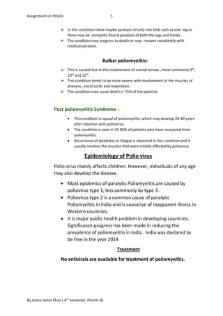 Notes on Poliomyelitis | DOCX