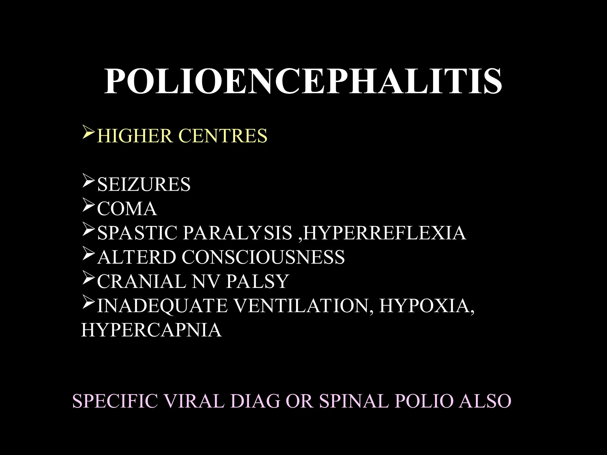 The clinical features and manifestations of of poliomyelitis | PPT