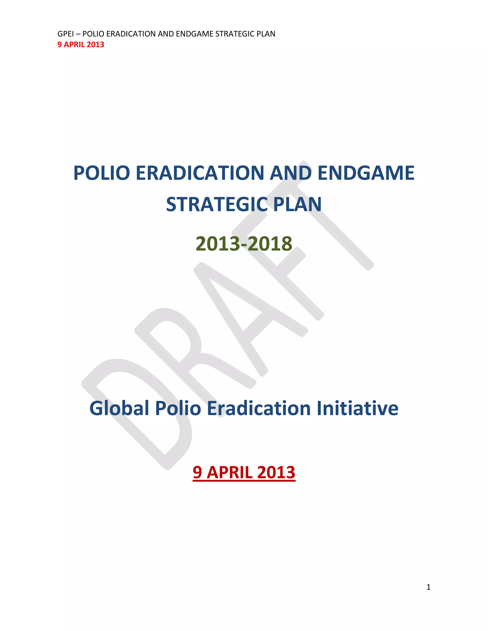 Polio eradication & endgame stratplan 2013 | PDF