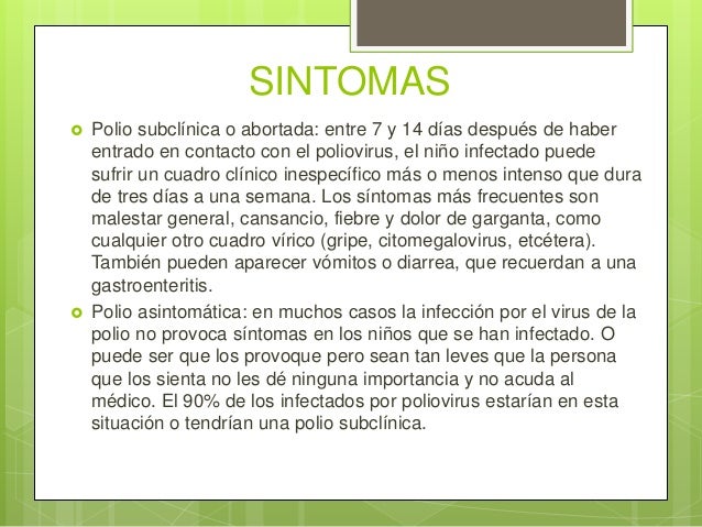 Poliomielitis Causas Sntomas Y Tratamiento