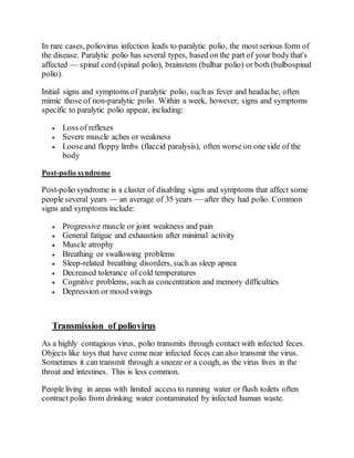 Poliomyelitis | PDF