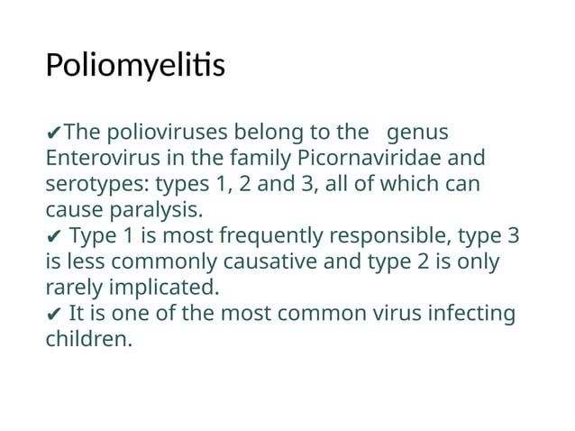 Poliomyelitis treatment and complications | PPTX