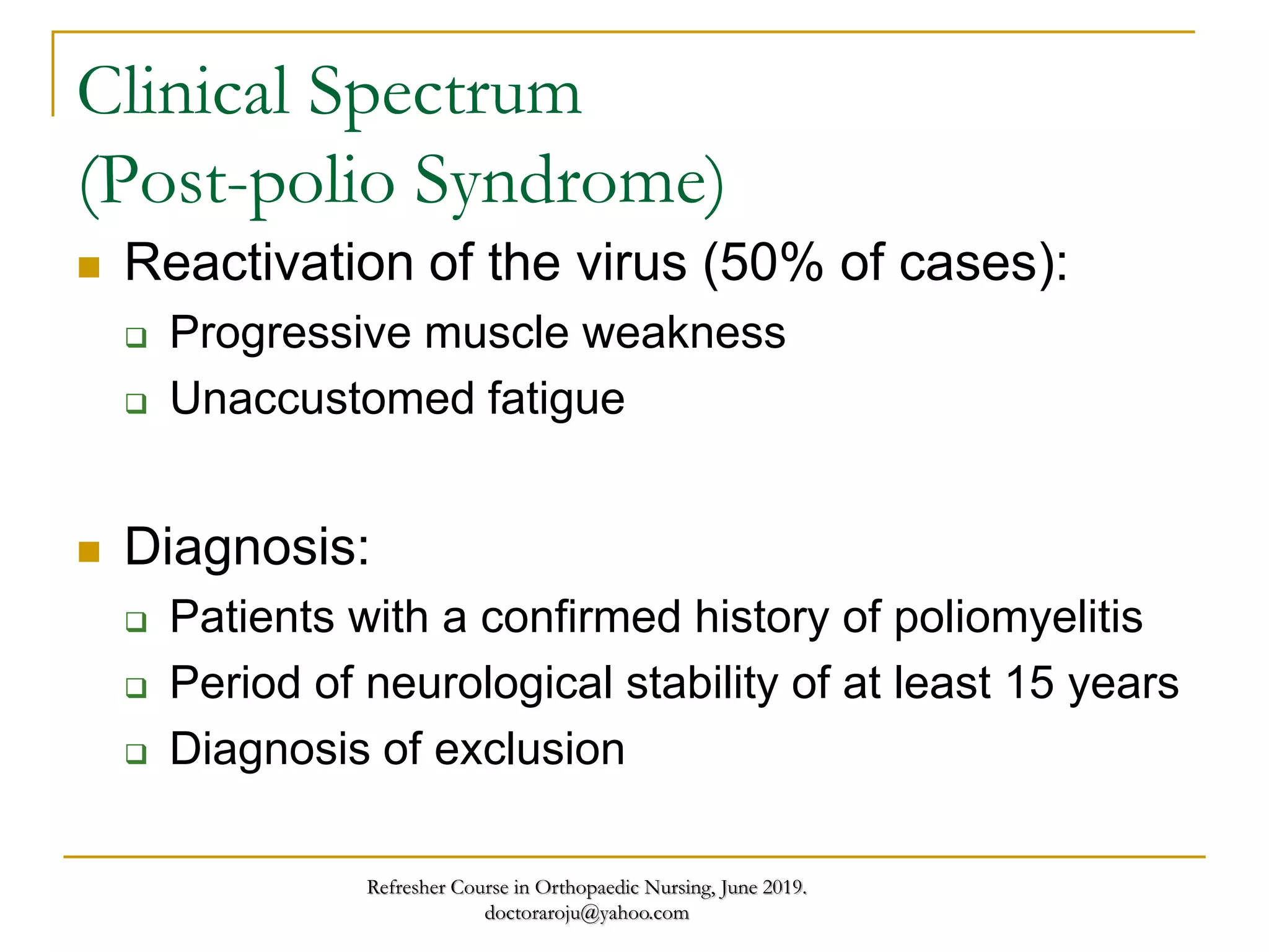 Poliomyelitis and its management | PPTX