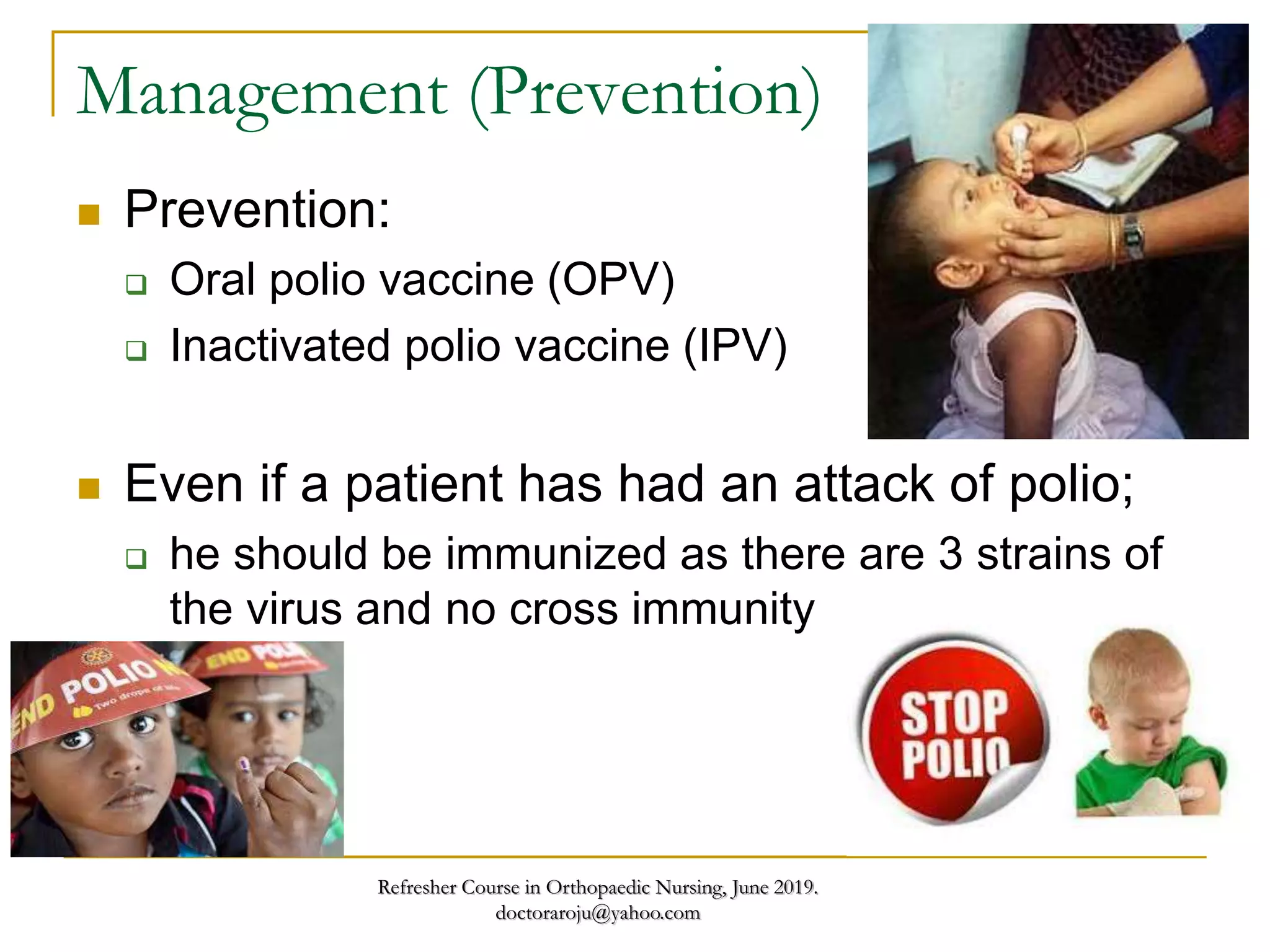 Poliomyelitis and its management | PPTX