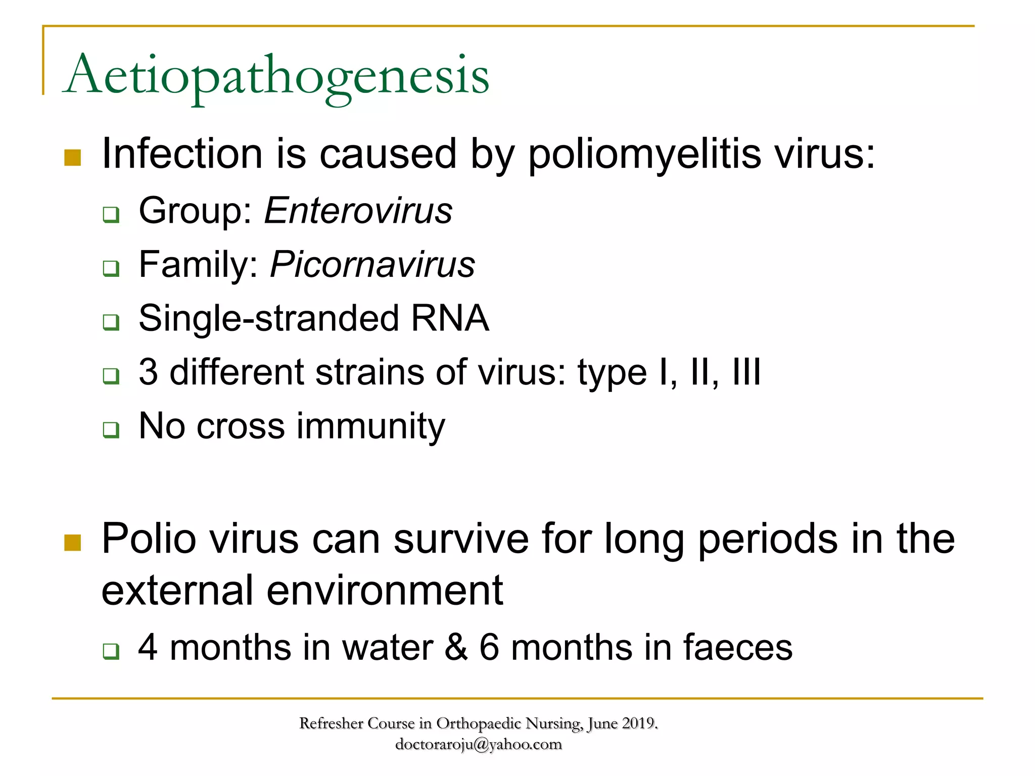 Poliomyelitis and its management | PPTX