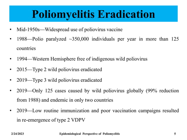 Epidemiological Perspective of Poliomylitis | PPTX | Infectious Diseases | Diseases and Conditions