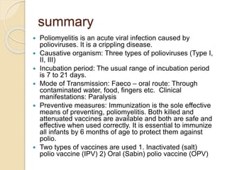 Polio viruses and polio immunisation ppt by Dr Prince C P | PPTX