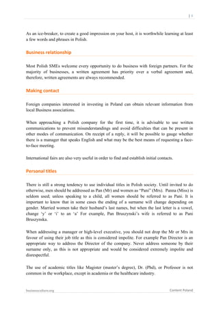 Polish business culture guide - Learn about Poland | PDF