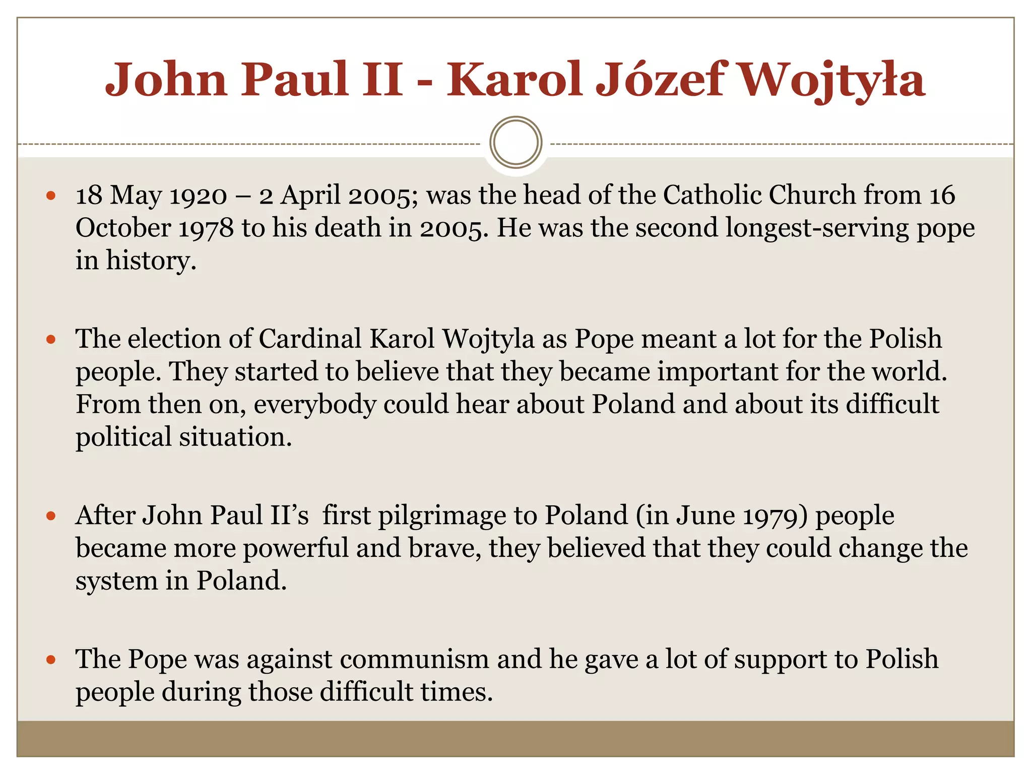 FAMOUS PEOPLE WHO CONTRIBUTED TO THE FALL OF COMMUNISM IN POLAND | PPT