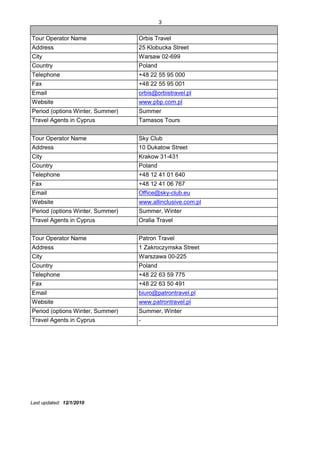 Polish Tour Operators | PDF