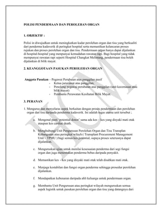 Polisi pendermaan organ hcm | DOC