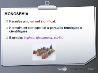Monosèmia, polisèmia, homonímia i hiperonímia | PPTX