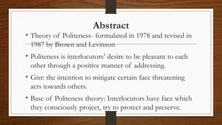 Politeness (Pragmatics) | PPTX