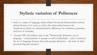 Politeness (Pragmatics) | PPTX