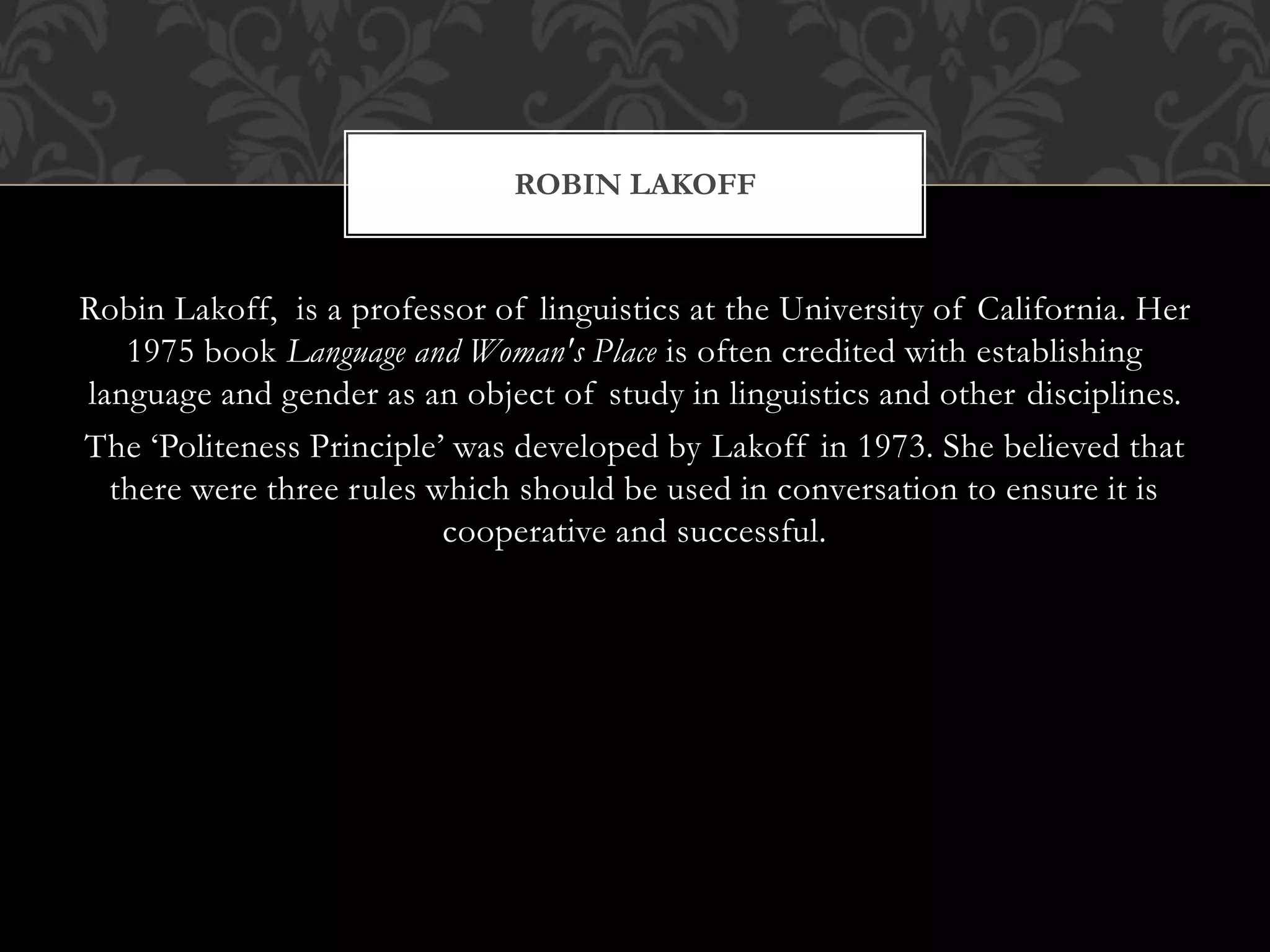 The Politeness Principle by Lakoff - AS English Language | PPTX