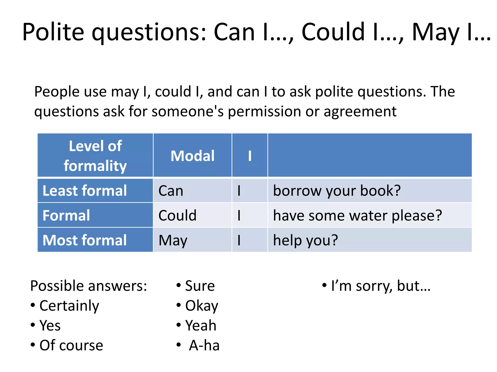 Polite questions | PPT