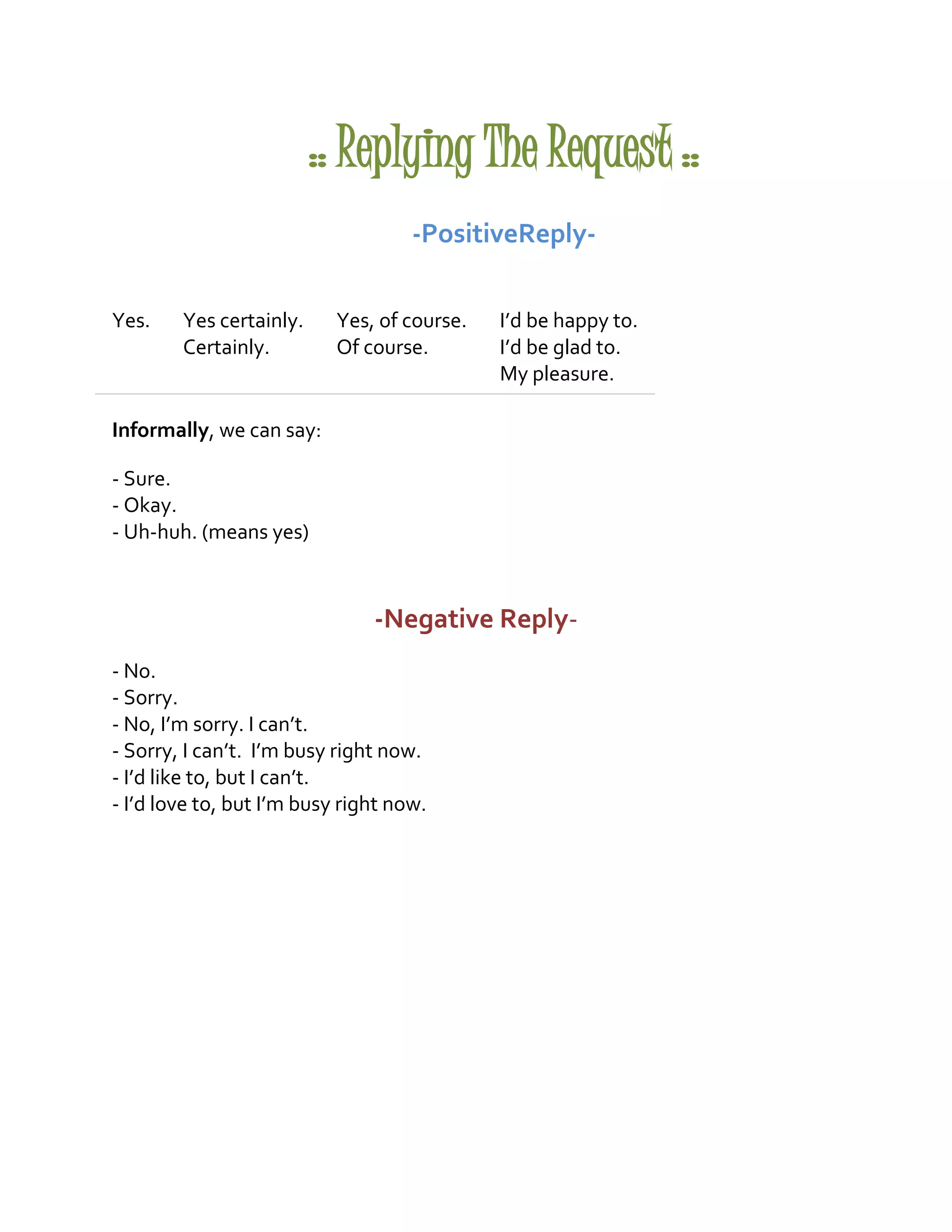 Polite Request | PDF