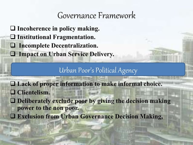 Political Economy Constraints For Urban Development | PPT