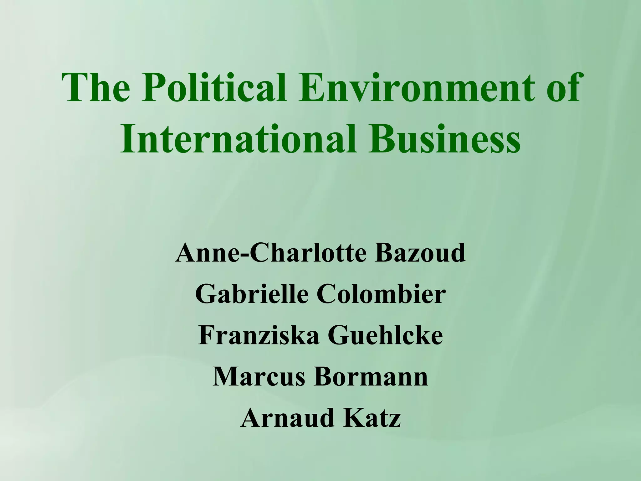 Political Environment | PPT