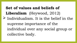 Political ideologies ann their values and characteristics | PPTX
