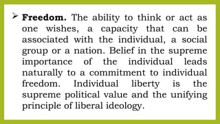 Political ideologies ann their values and characteristics | PPTX