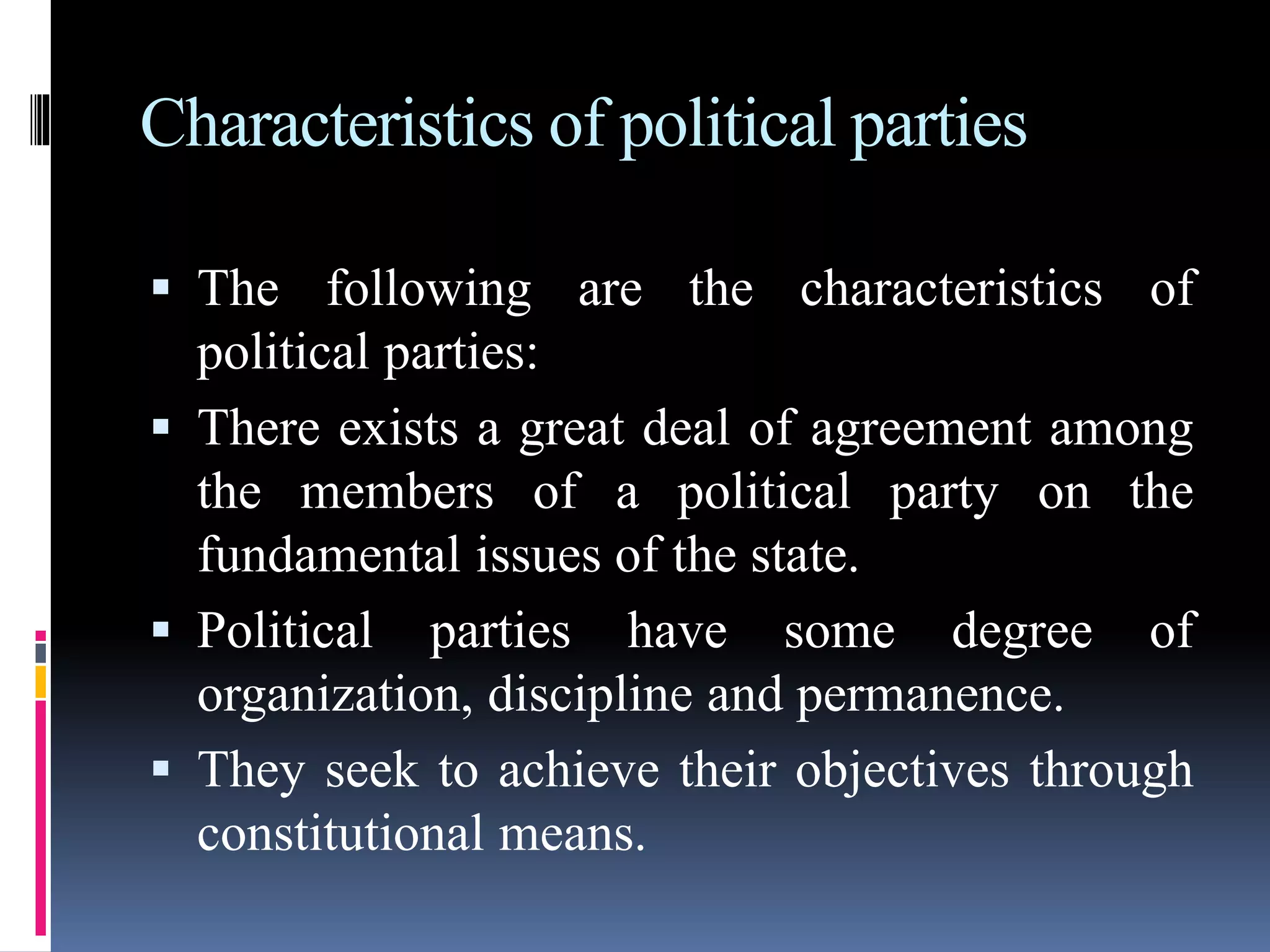 Political parties and its function and charactristics. | PPTX