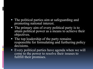 Political parties and its function and charactristics. | PPTX